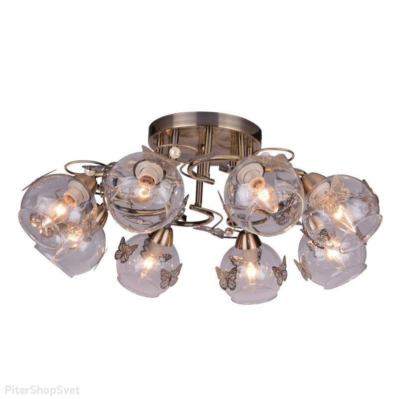 Потолочная люстра с бабочками A5004PL-8AB Arte Lamp заказать в ПитерШопСвет